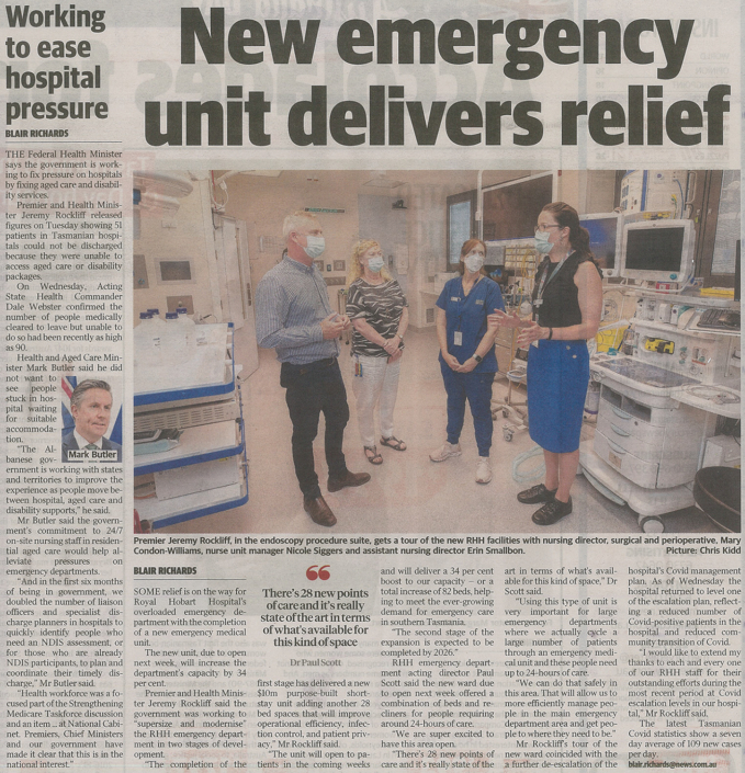 Tasmania's Premier Tours Stage 1 of the RHH Endoscopy Refurbishment ...